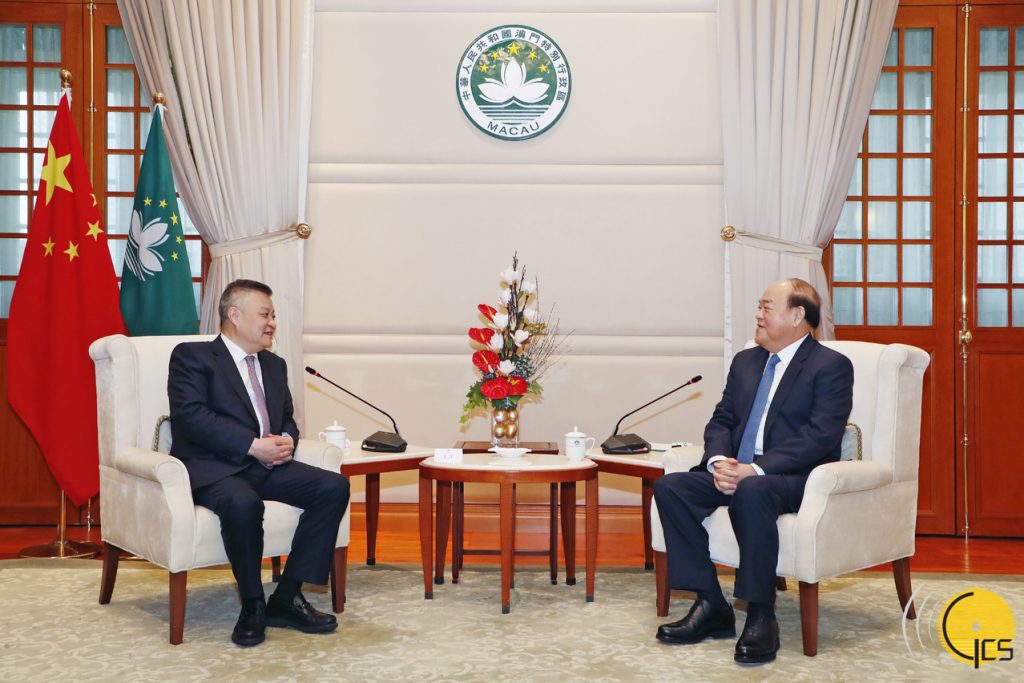 The Chief Executive, Mr Ho Iat Seng, meets with the Secretary of the CPC Committee of China ...